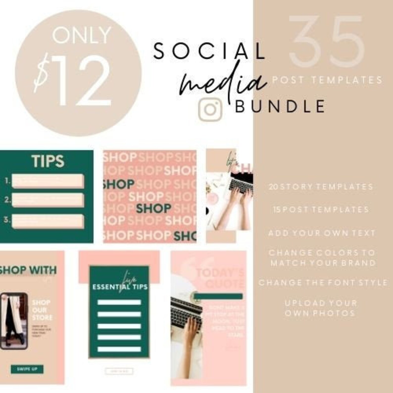Social Media Bundle | 35 Templates | Instagram Posts and Stories ...