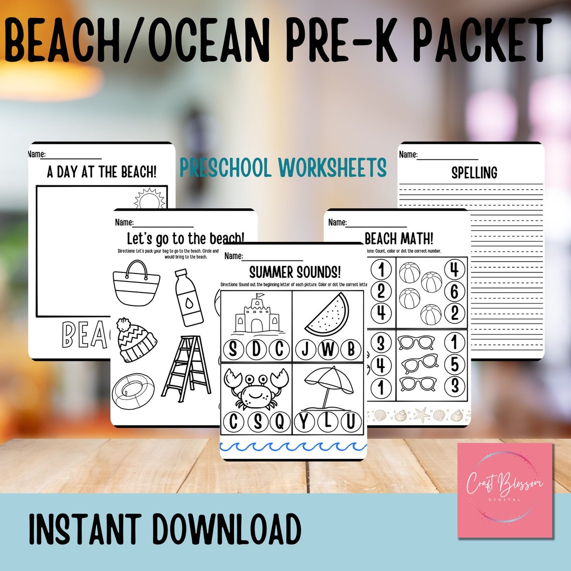 Beach / Ocean Pre-k Packet Preschool Worksheets, Pre-k Activities ...