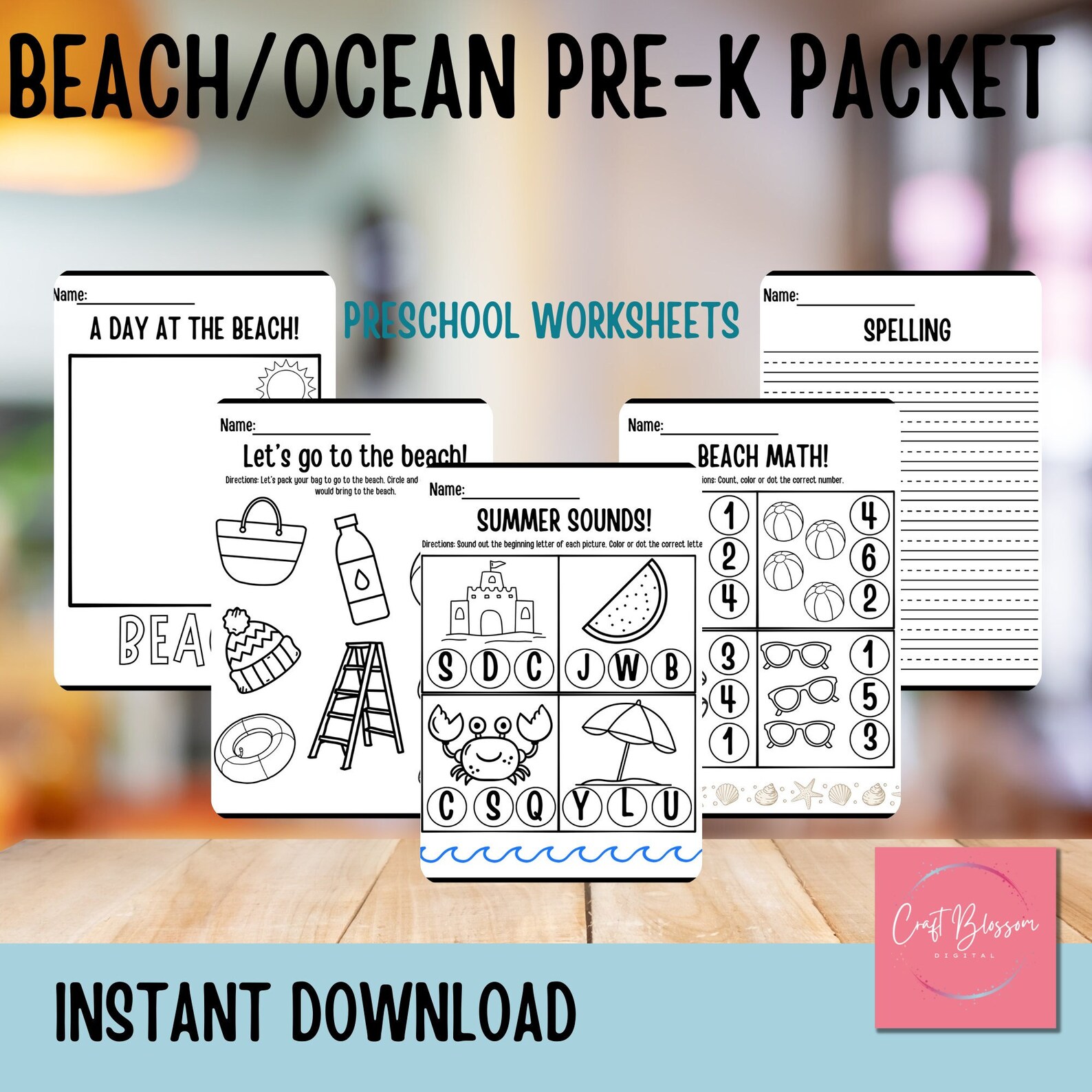 Beach / Ocean Pre-k Packet Preschool Worksheets, Pre-k Activities ...