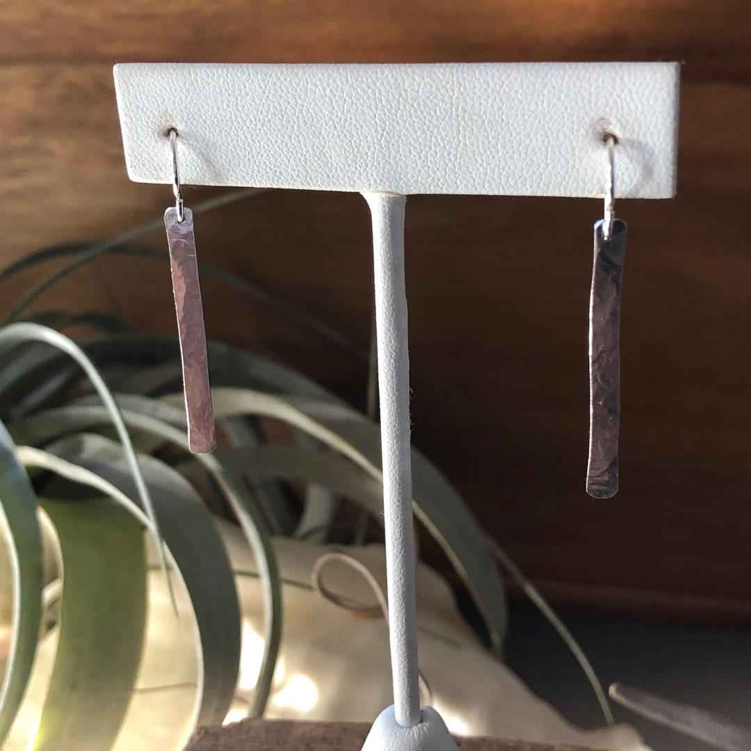 Sterling Silver Short Hammered Stick Danglers - Etsy