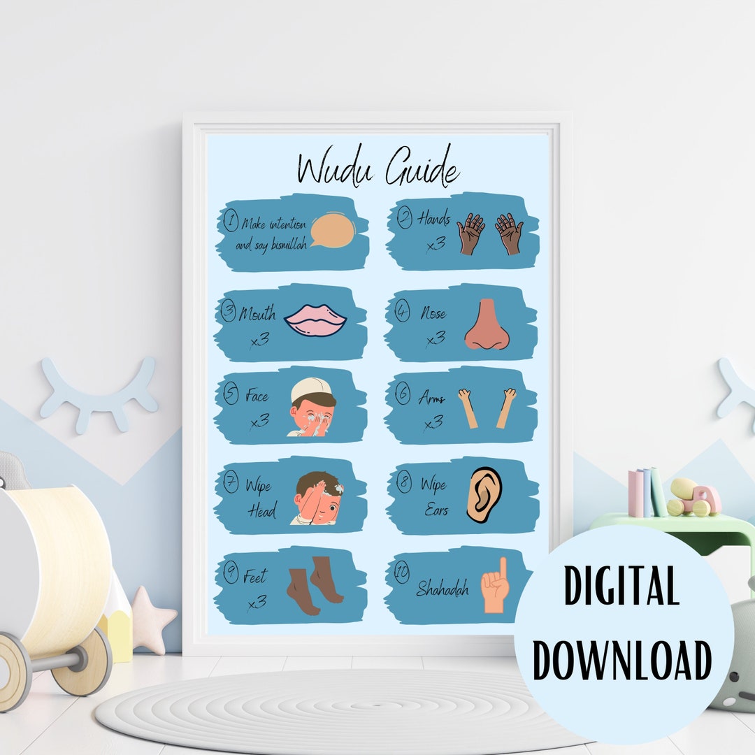Wudu Guide Printable Digital Download Step by Step Blue - Etsy
