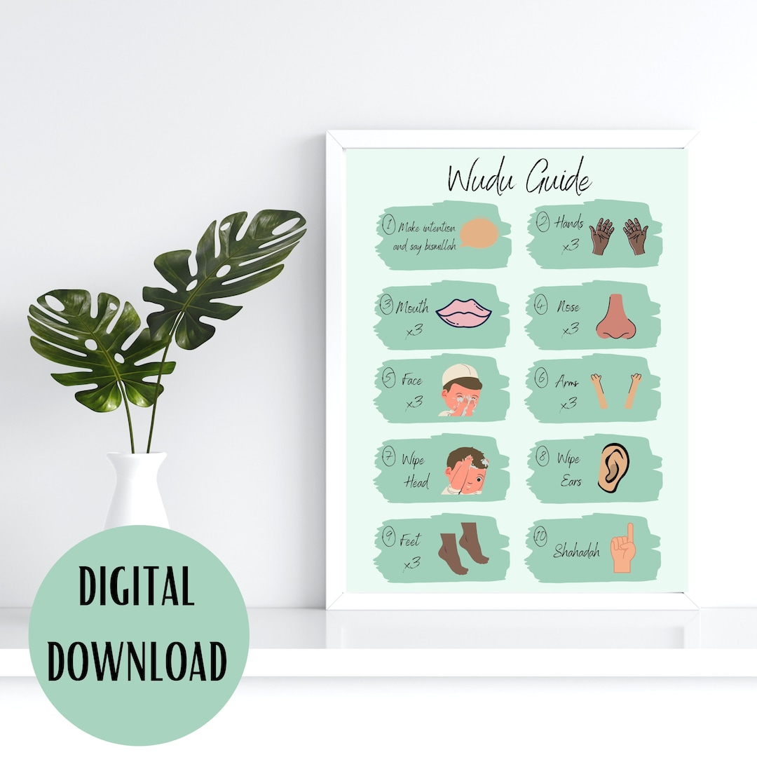 Wudu Guide Printable - Digital Download - Step by Step - Green - Etsy