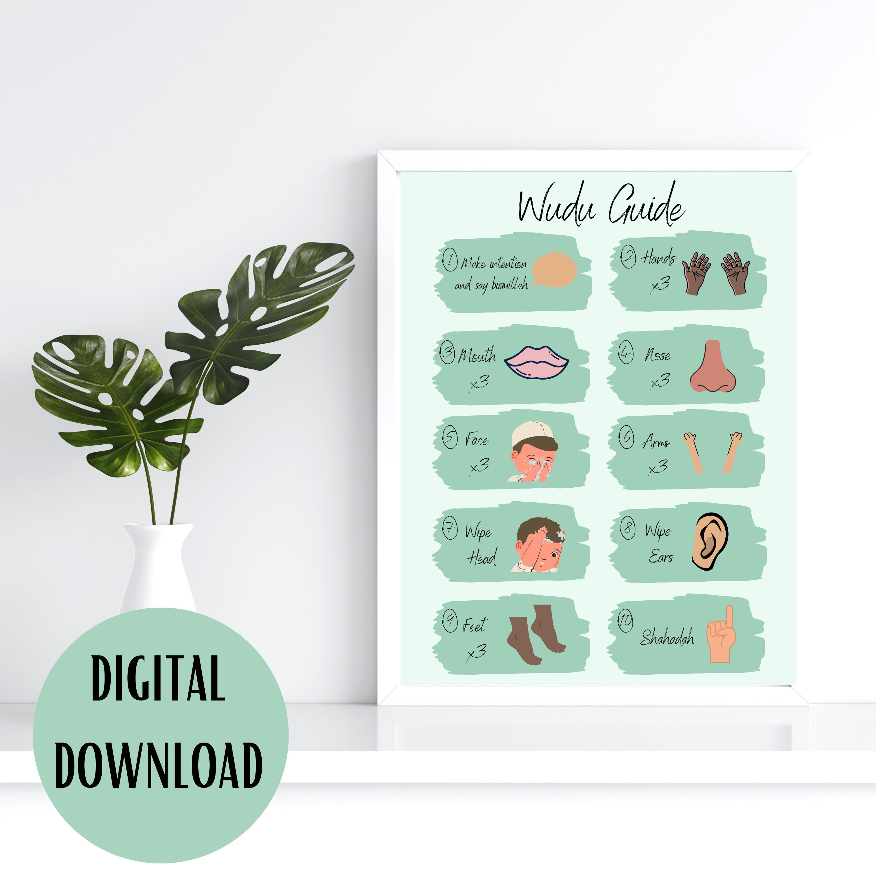 Wudu Guide Printable Digital Download Step by Step Green - Etsy