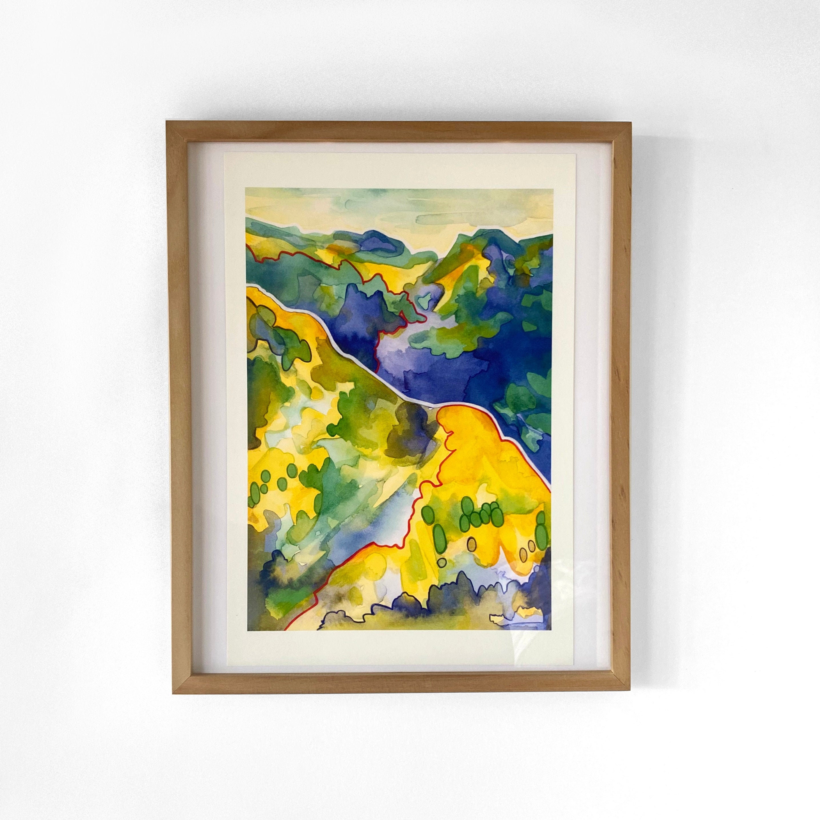 AVORIAZ 2 Colorful Print of the French Alps in Shades of Yellow, Blue ...