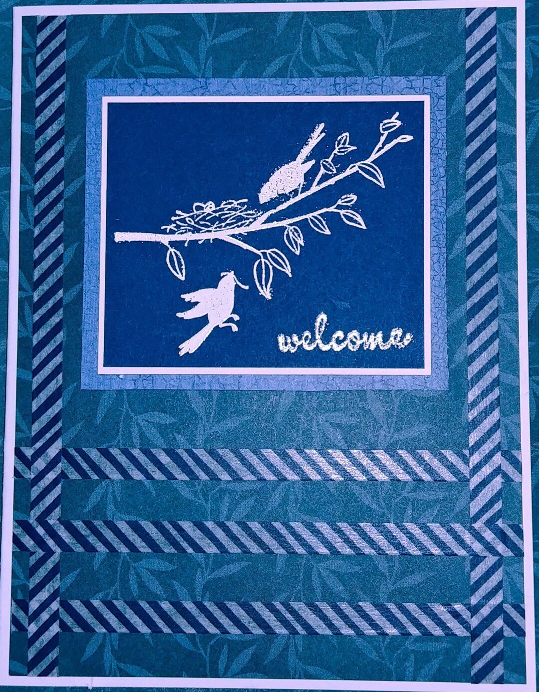 Blue and White Birds Say Welcome Card - Etsy