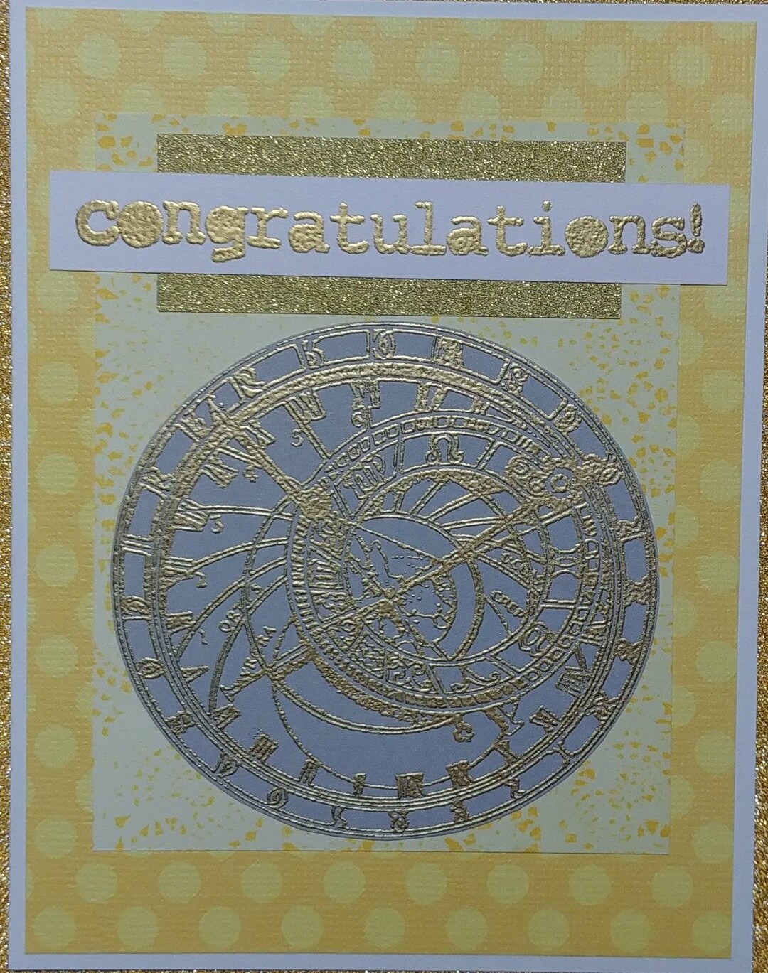 Yellow/gold Congratulations Clock Card - Etsy