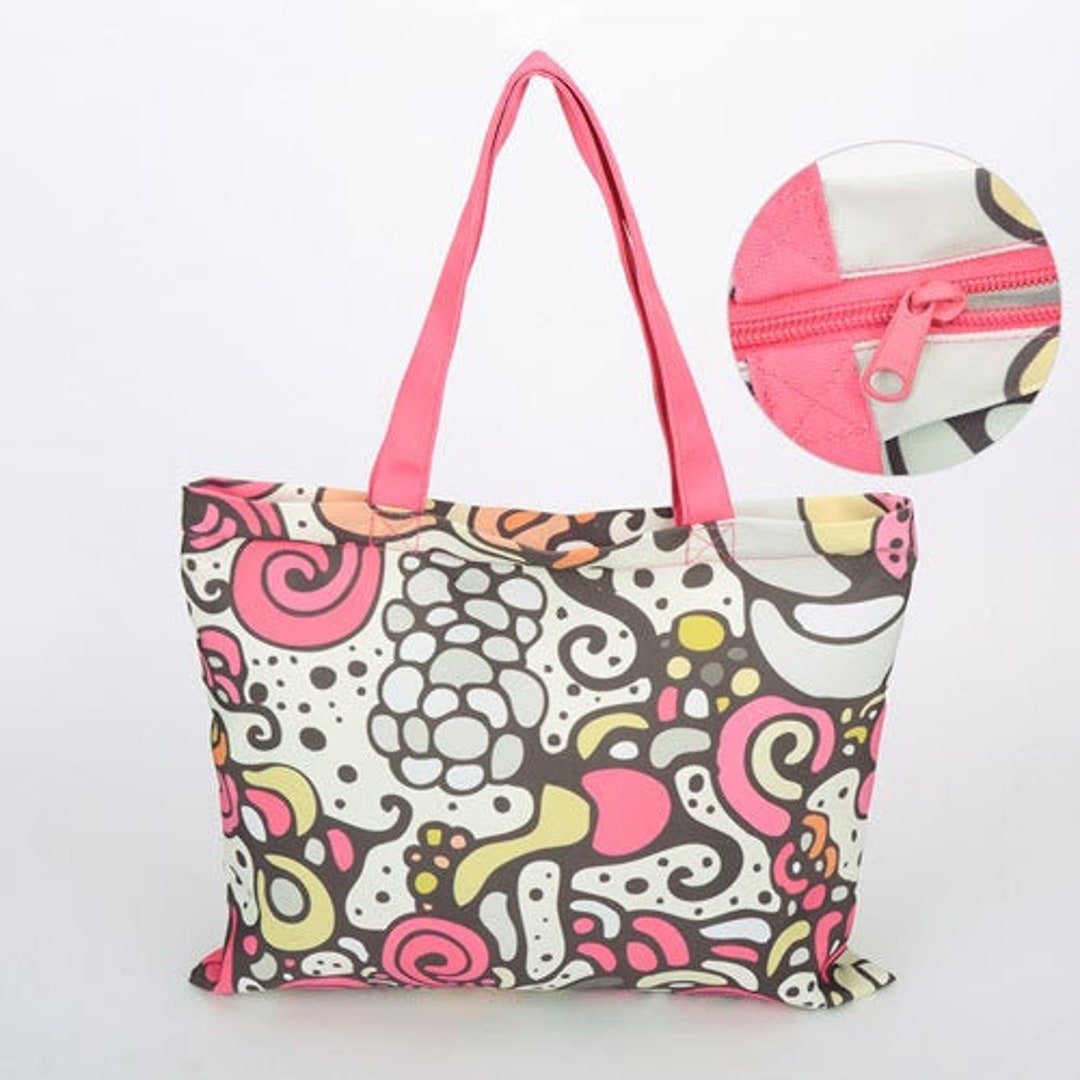 Custom Everyday Tote Bags, Personalized Zipper All Over Print Tote Bags ...