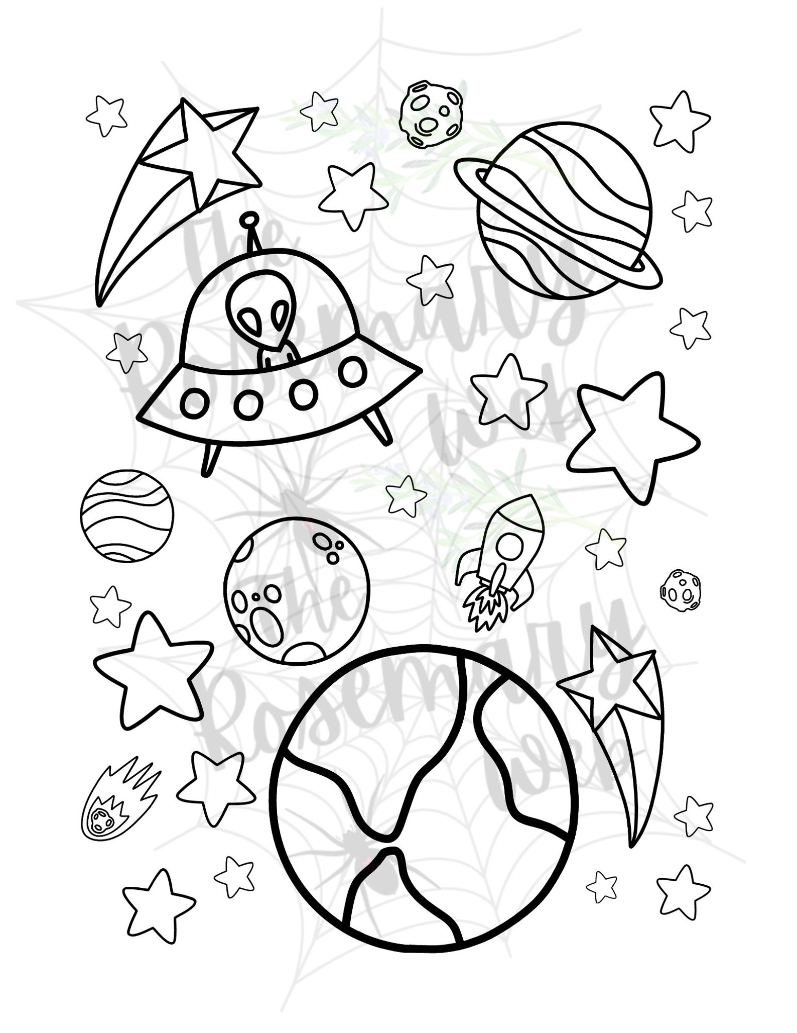 Outer Space Coloring Sheet - Etsy
