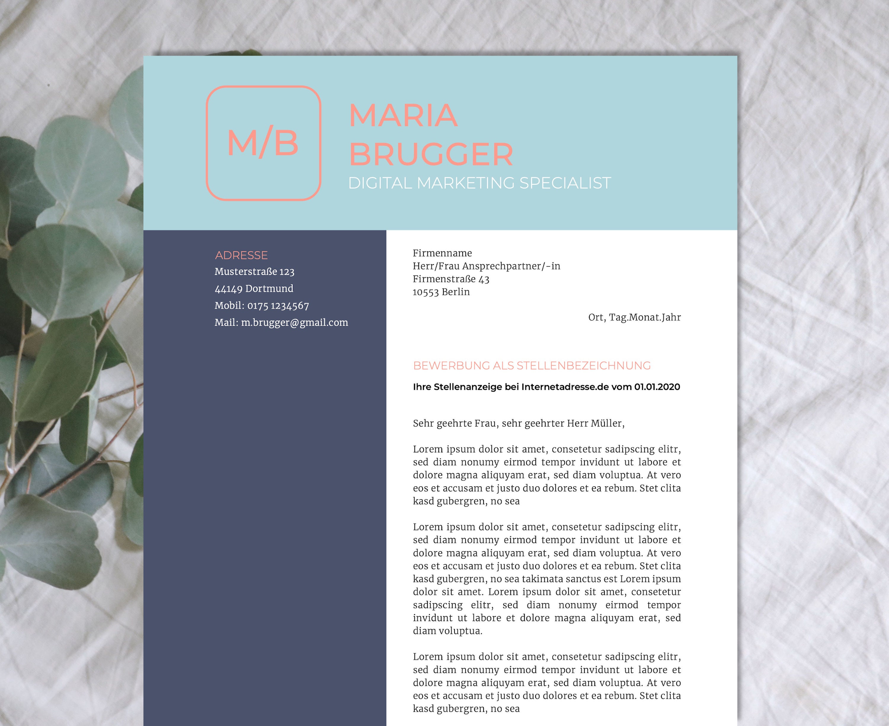 Application Template English: Cover Page, Cover Letter, CV and ...