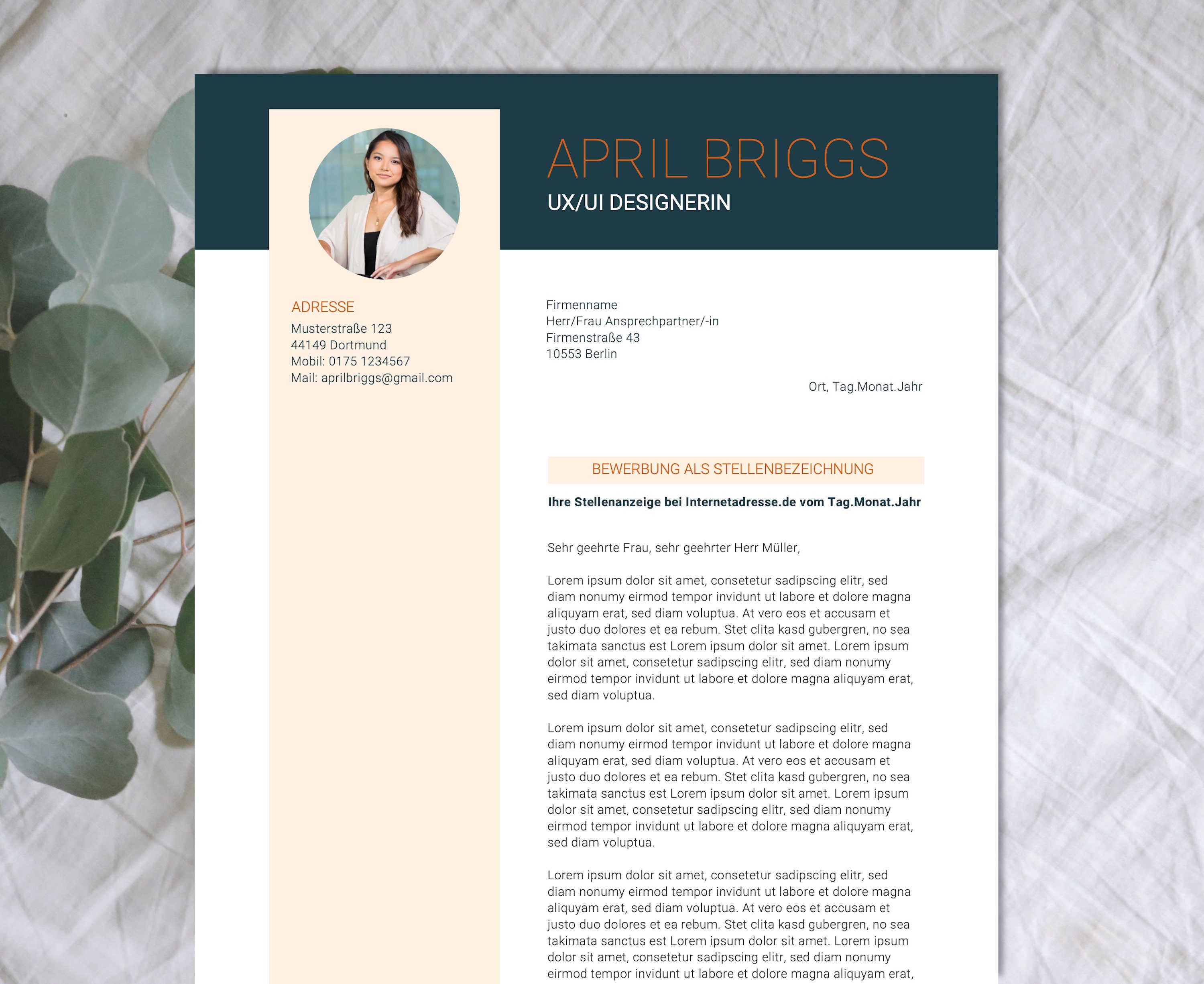 Application Template English: Cover Page, Cover Letter, CV and ...