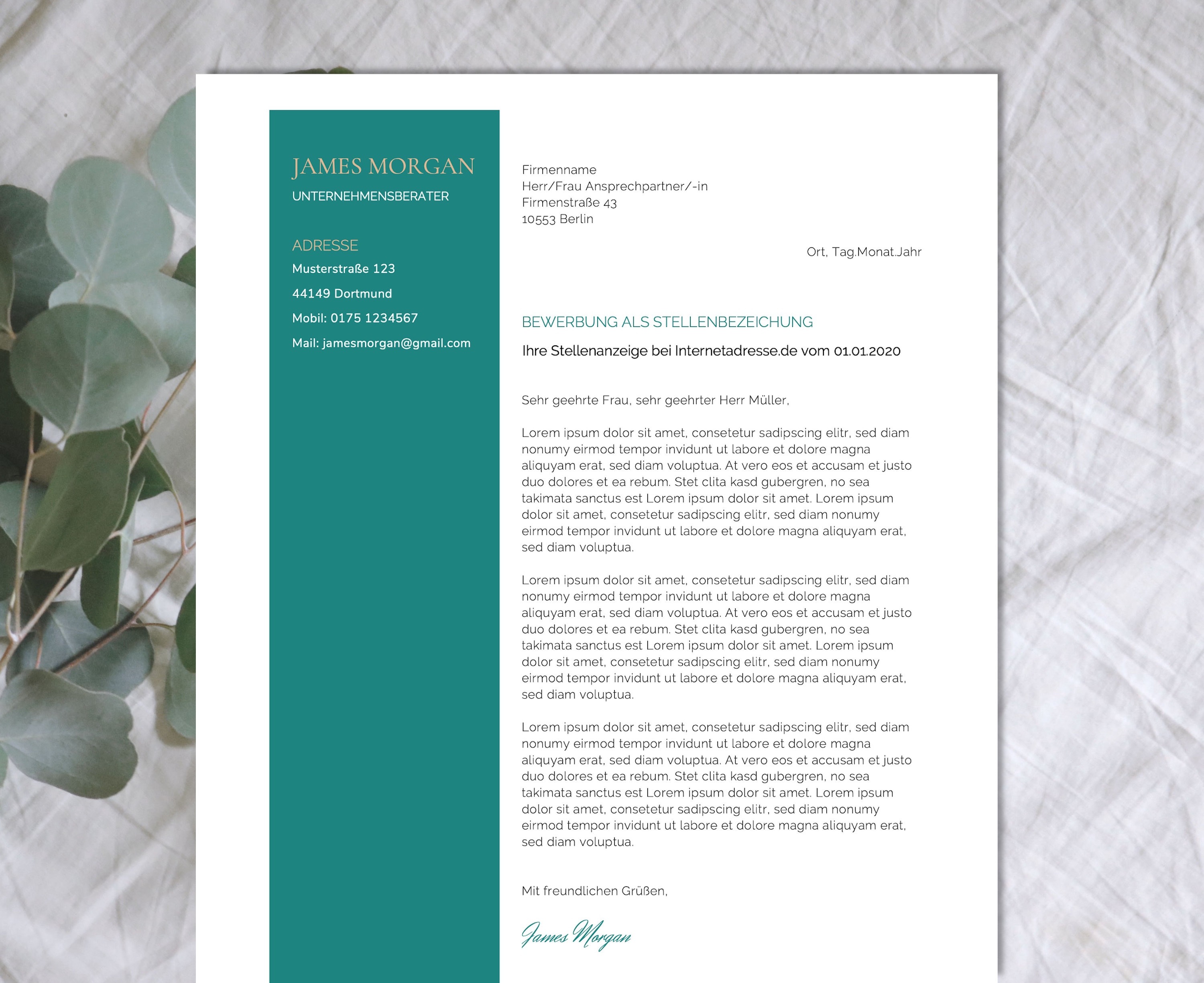 Application Template English: Cover Page, Cover Letter, CV and ...