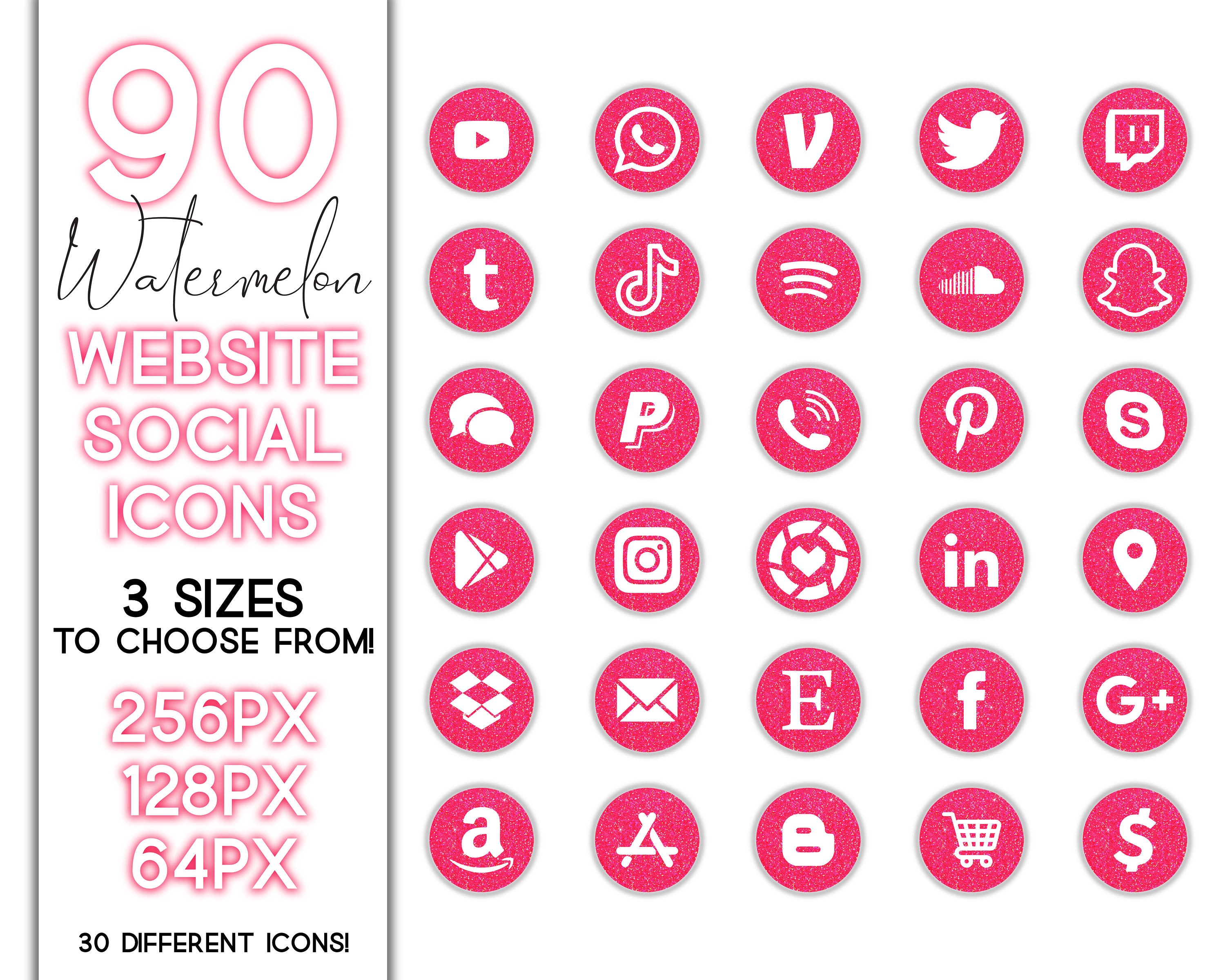 Pink Social Media Icon Set