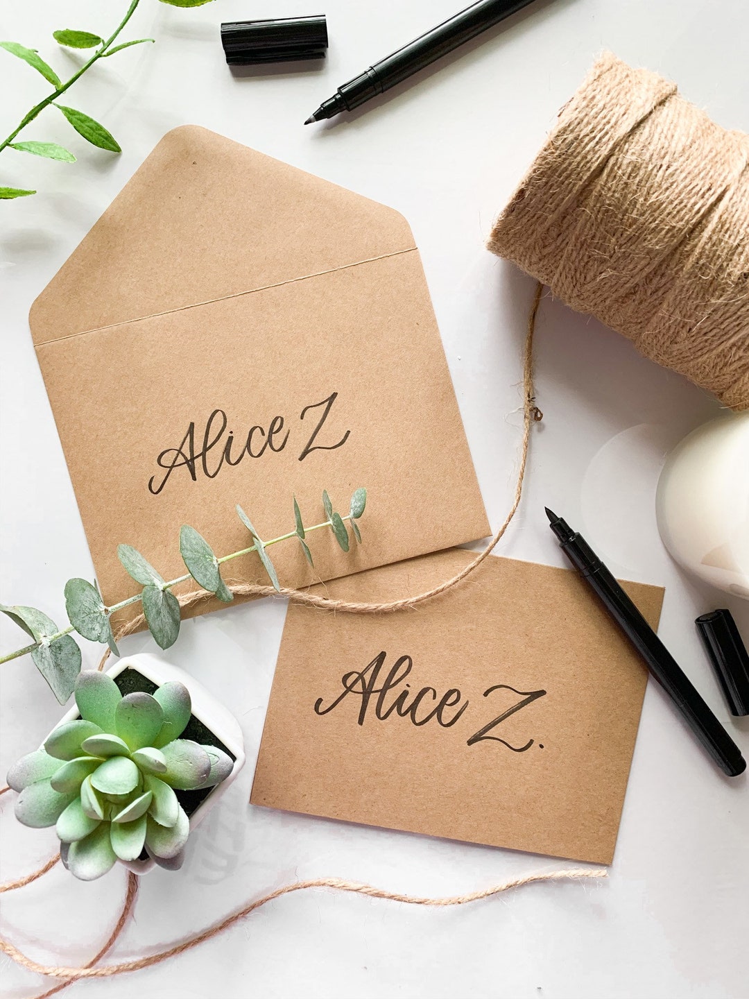 Kraft Envelope Card Set With Custom Name/text Custom Stationery Set ...