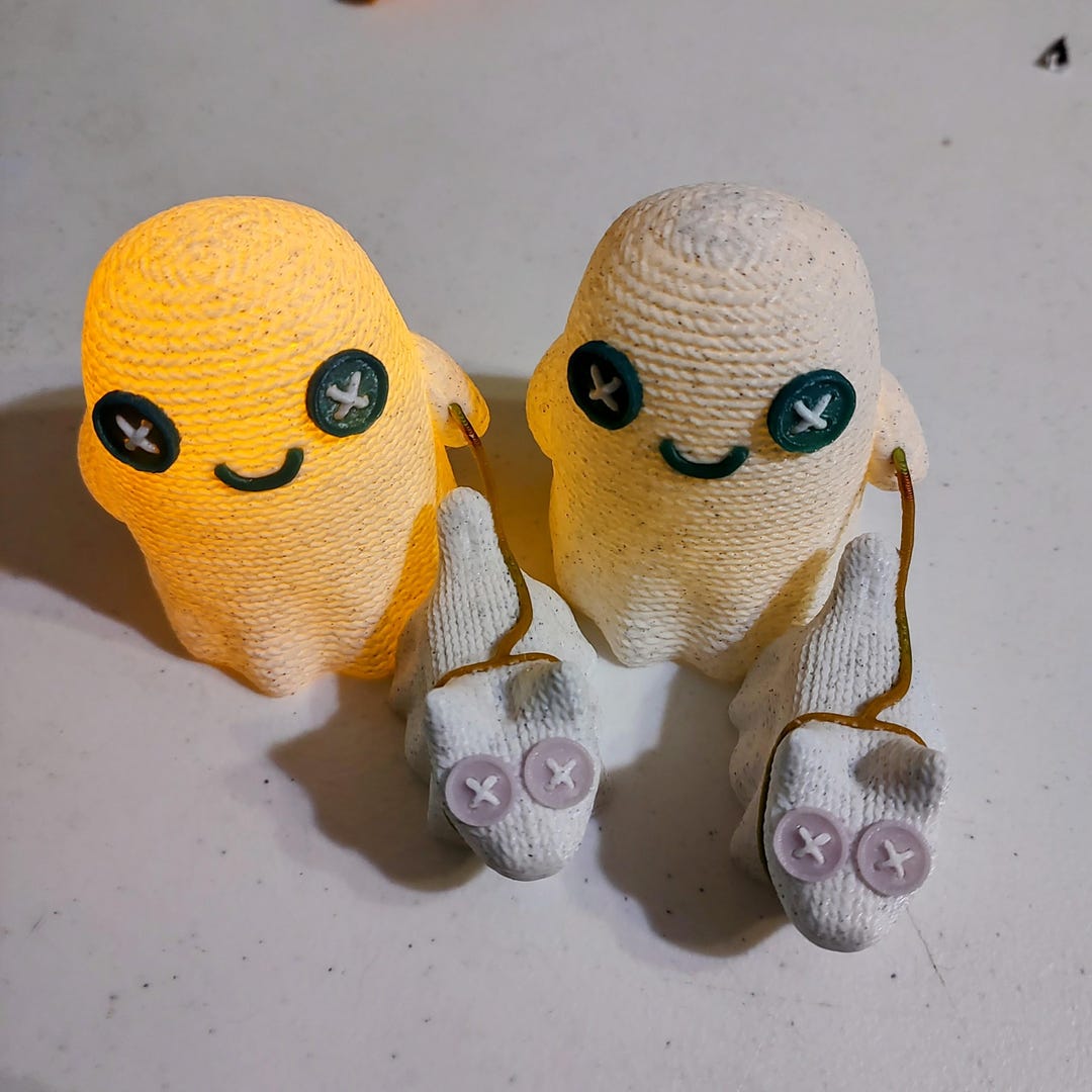 Adorable 3D Printed Ghost and Pet Cat Duo With Button Eyes | Unique ...