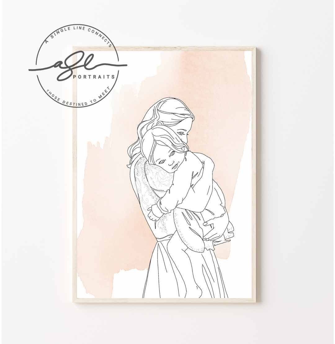 MOTHER'S DAY PORTRAIT - Handrawn Portrait From Photo -digital Family ...