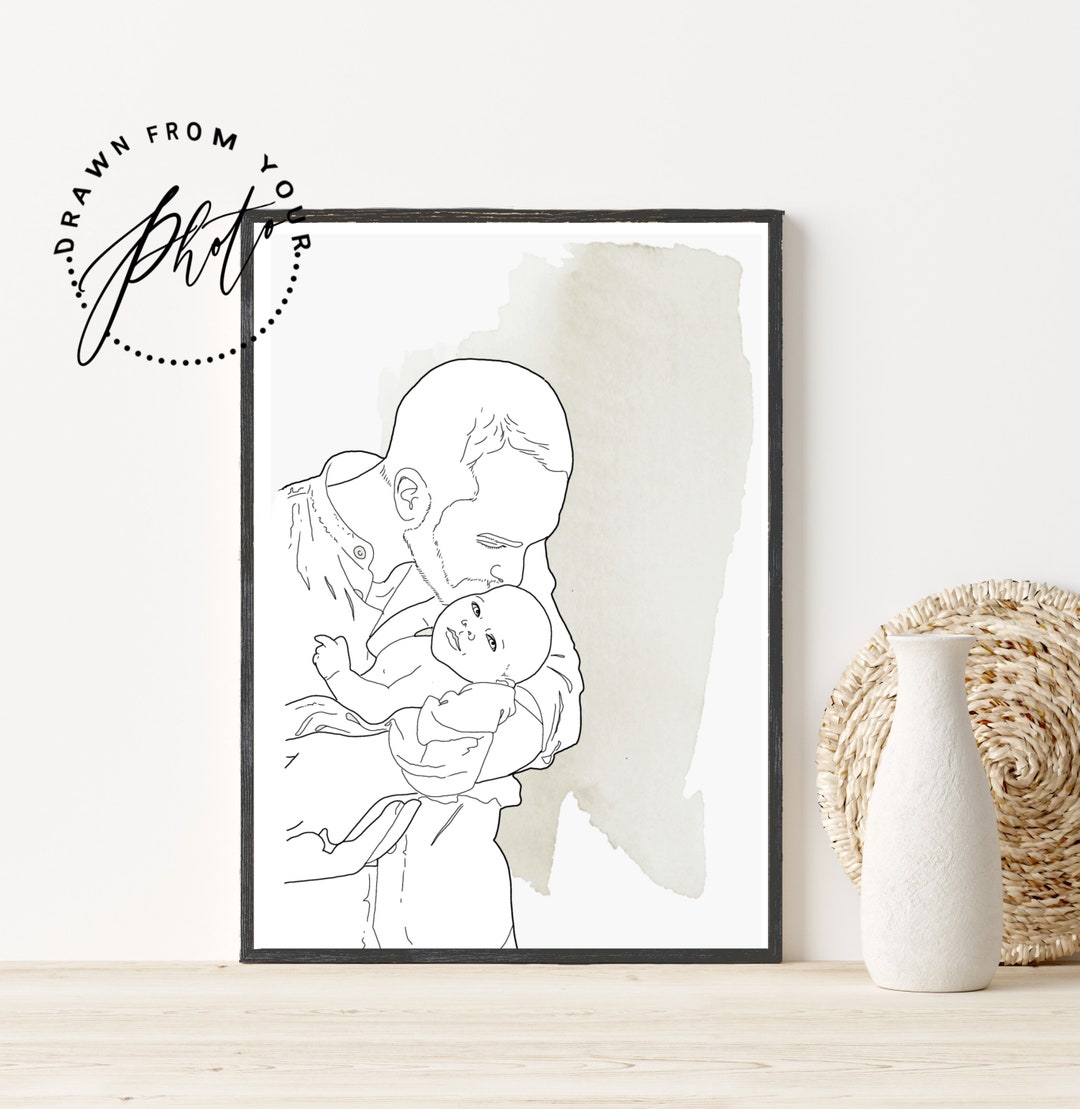 DADDY & ME PORTRAIT _ Custom Line Drawing Fathers Day Gift ...