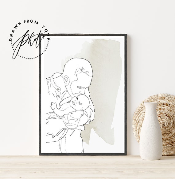 DADDY & ME PORTRAIT _ Custom Line Drawing Fathers Day Gift | Etsy
