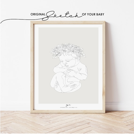 BABY PORTRAIT A4 Print life Size Custom Illustration of | Etsy