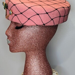 Pink Parisian Beret, Stiffened Beret, Diamond Pattern Hat, Adorned With ...