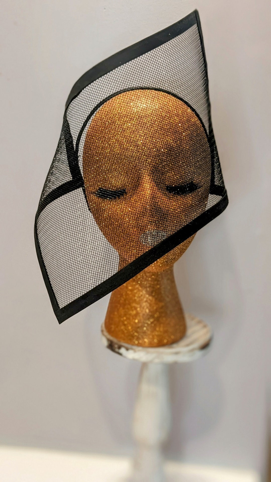 Black Face Fascinator: Satin Headband, Bridal or Mourning Veil - Etsy