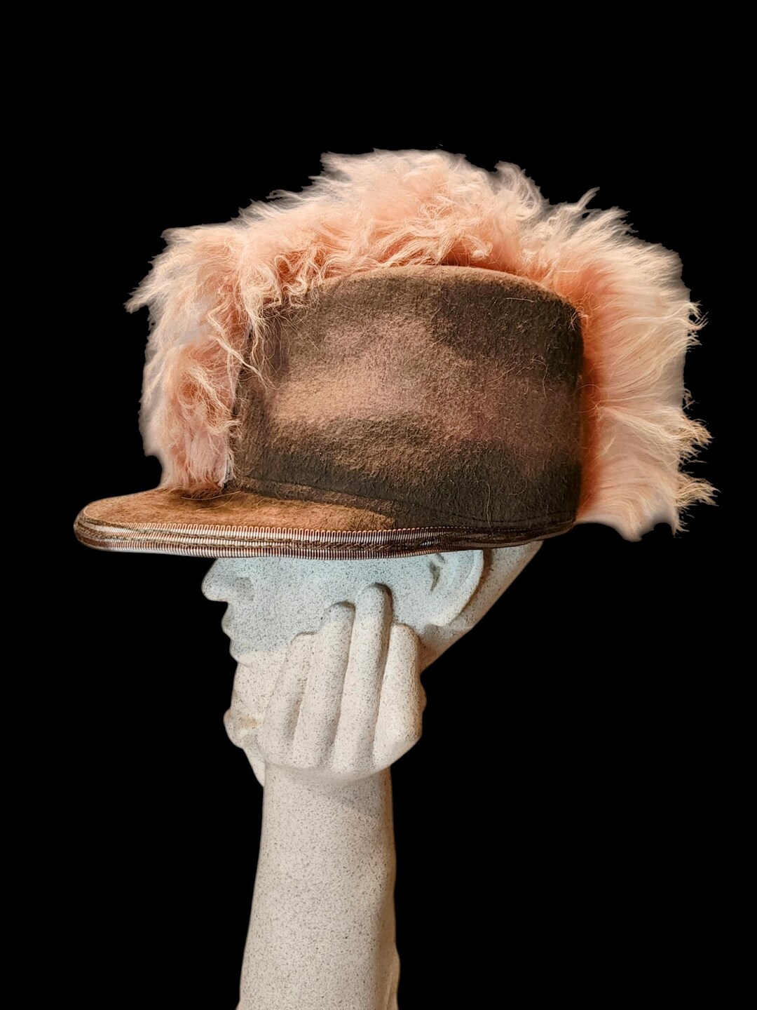 Fuzzy Fedora Cap, Gray and Blush Color Cap, Spray-painted Fedora - Etsy
