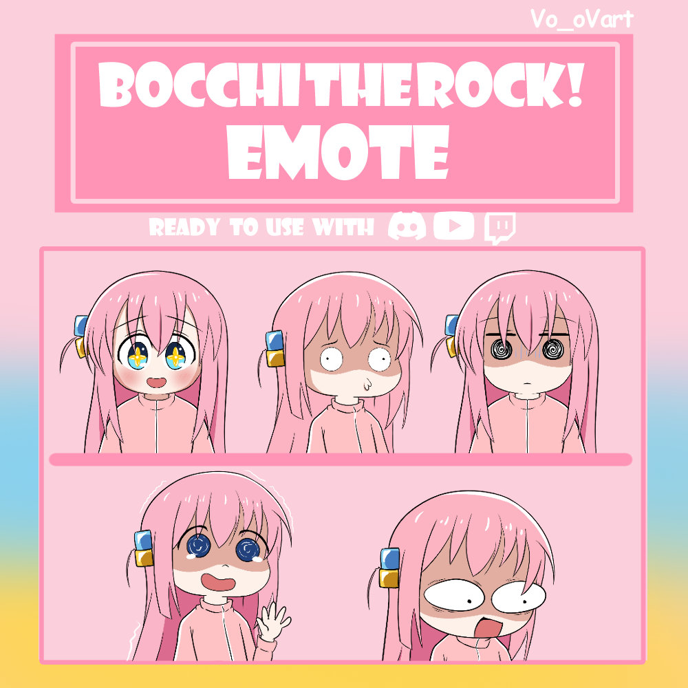 Bocchi the Rock! Anime Emotes | Twitch Discord PNG Stickers (digital ...