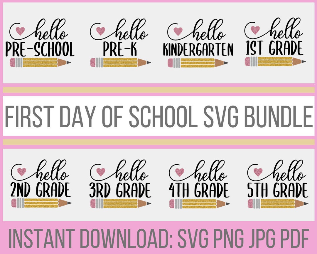 First Day of School SVG Bundle / Back to School Svg/ Elementary School ...