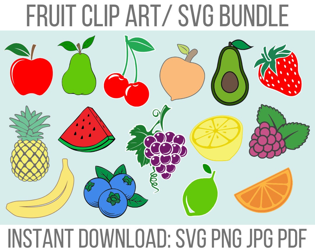 Fruit Bundle SVG & Clip Art/ Fruit Sticker Clipart / Instant Download ...