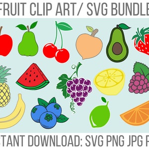 Fruit Bundle SVG & Clip Art/ Fruit Sticker Clipart / Instant Download ...