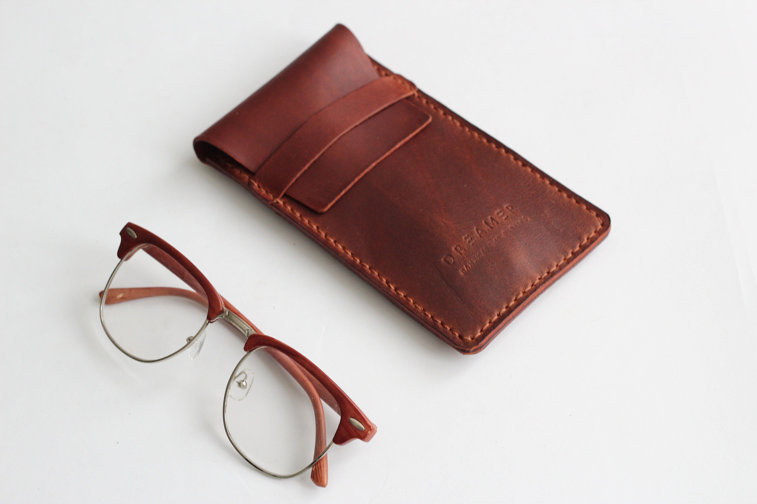 Leather glasses casegreen Glasses caseLeather Glasses | Etsy