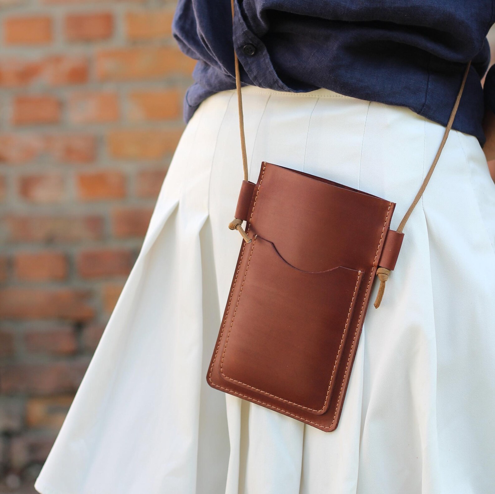 Slim Leather Crossbody Phone Bag: Minimalist Cell Phone Purse - Etsy