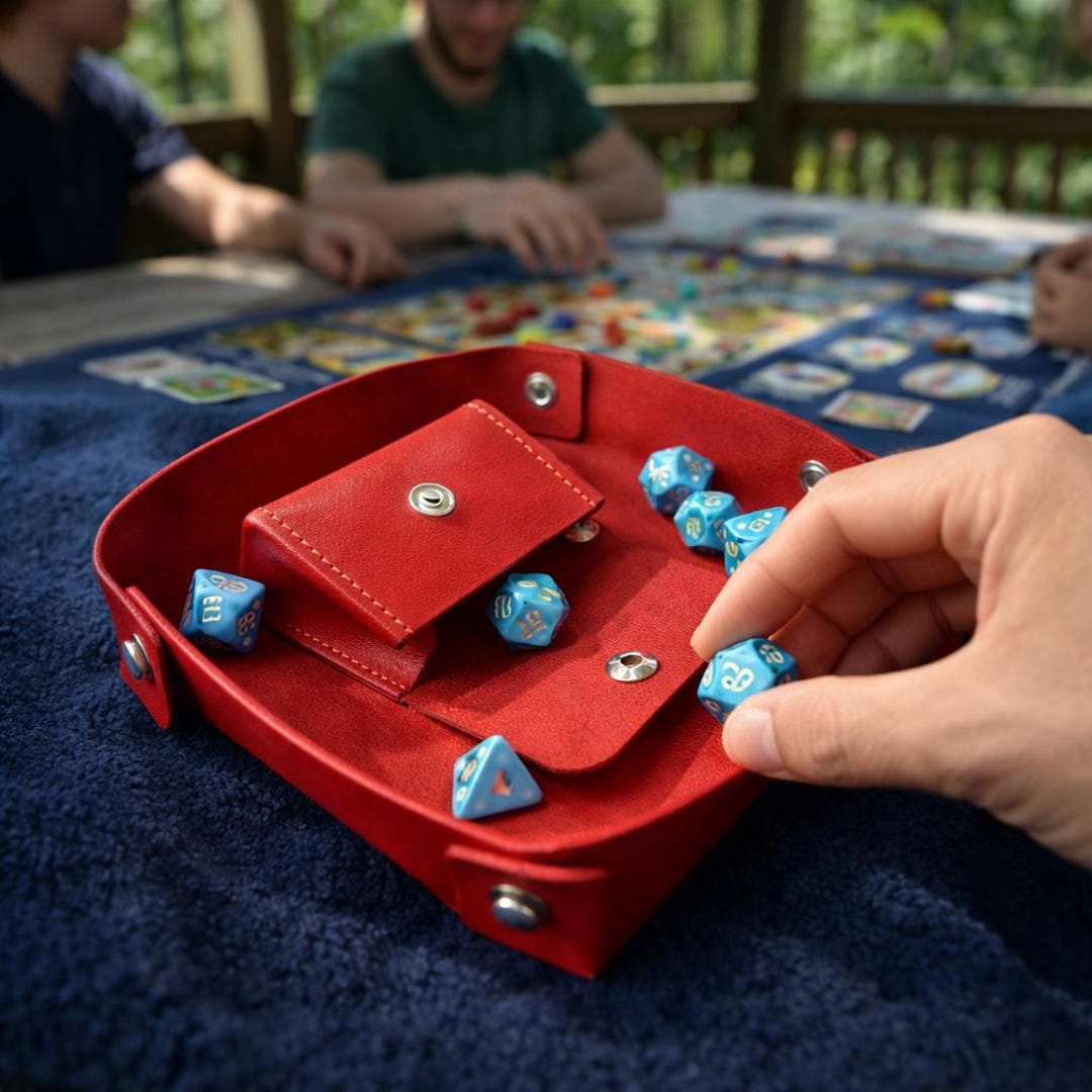 Leather Dice Tray With Bag: Foldable Rolling Tray and Case, Tabletop ...