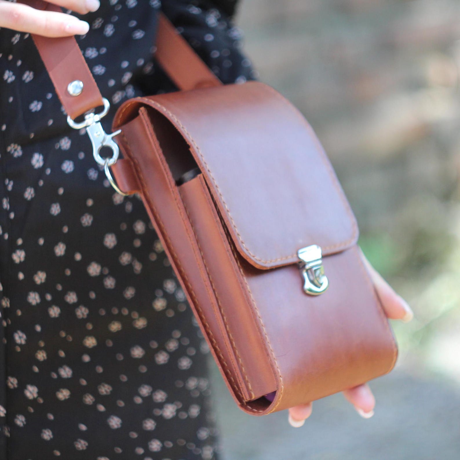 Leather Cell Phone Crossbody Bag: Minimalist Brown Fanny Pack ...