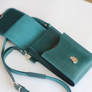 Green Leather Phone Bag: Slim Crossbody Cell Phone Purse - Etsy