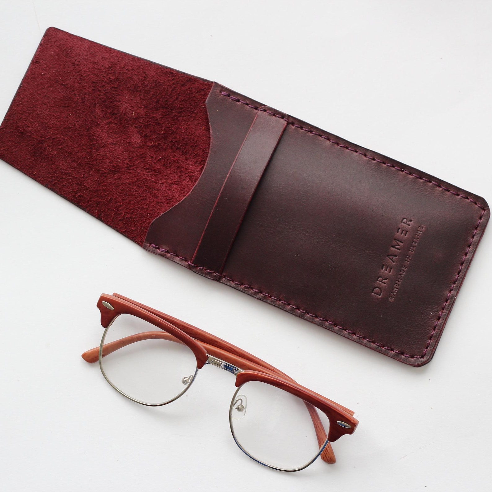 Slim Leather Glasses Case: Handmade Crazy Horse Eyewear Cover - Etsy