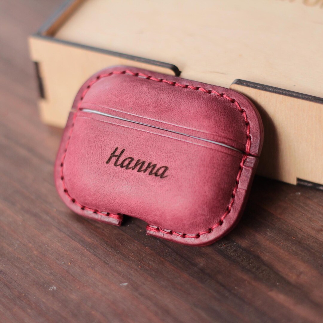 Personalized Leather Airpods Case: Custom Monogrammed AirPod Pro Sleeve ...