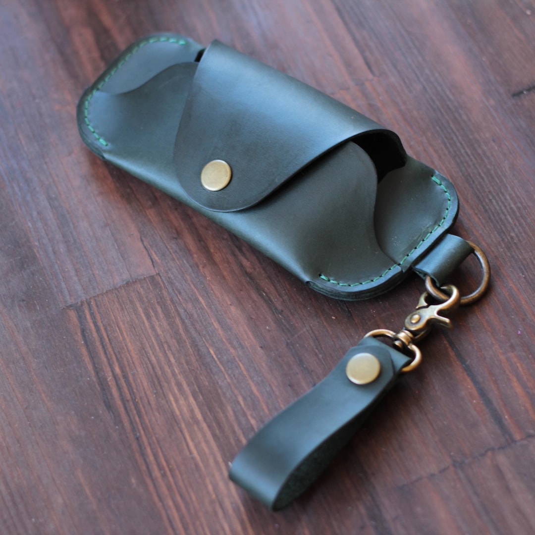 Leather Glasses Case Keychain Slim Eyeglasses Pouch Holder for Glasses ...