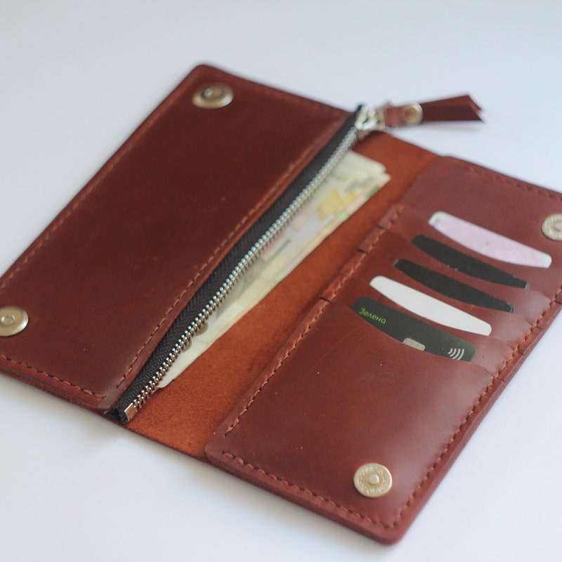 Long Leather Wallet - Etsy