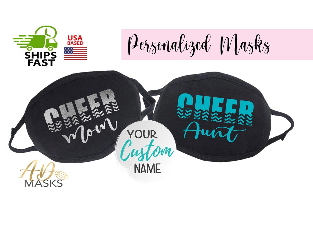 Front CHEER custom Name Cotton Poly Mask Lightweight - Etsy