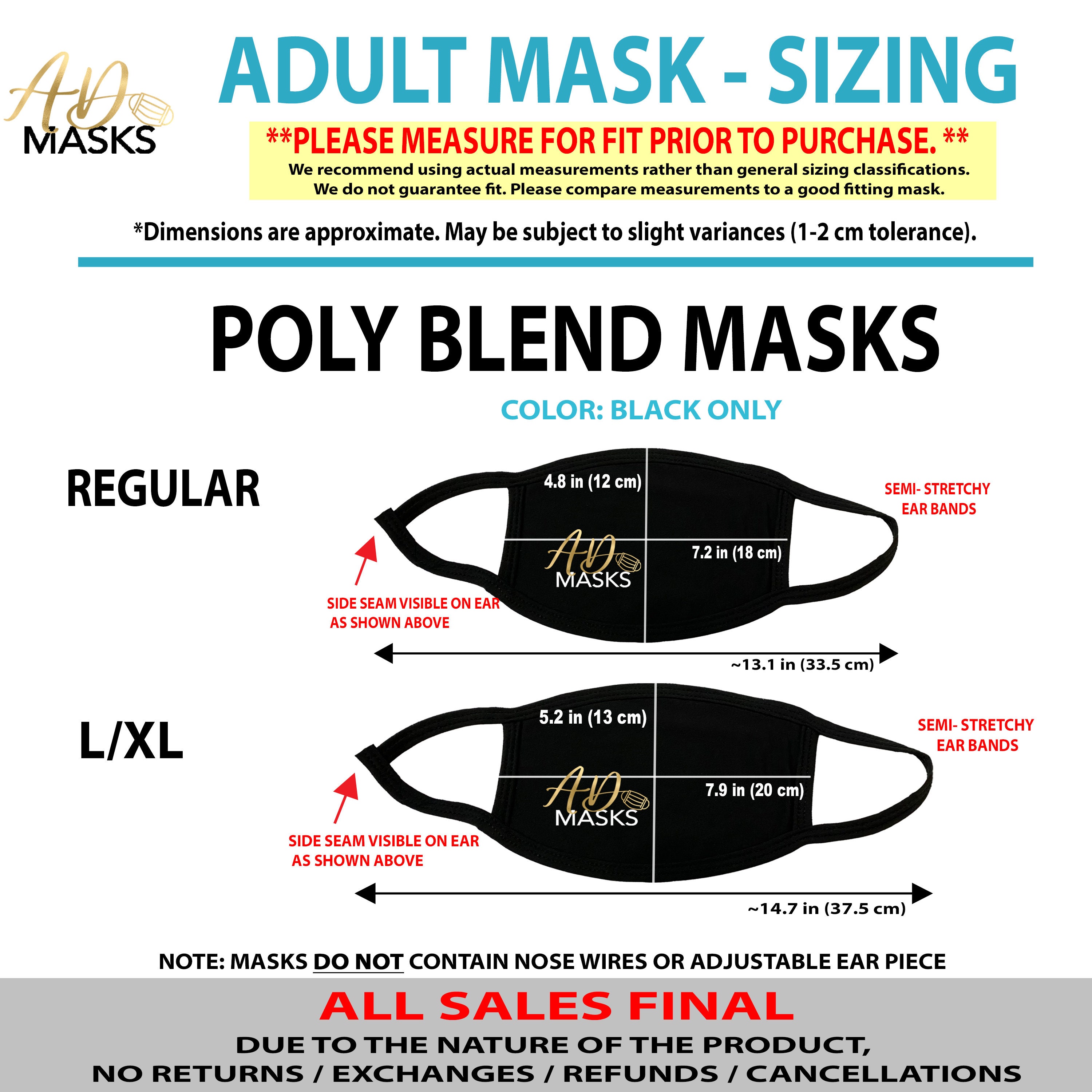 FRONT Monogram Cotton Poly Mask Personalized Initials | Etsy