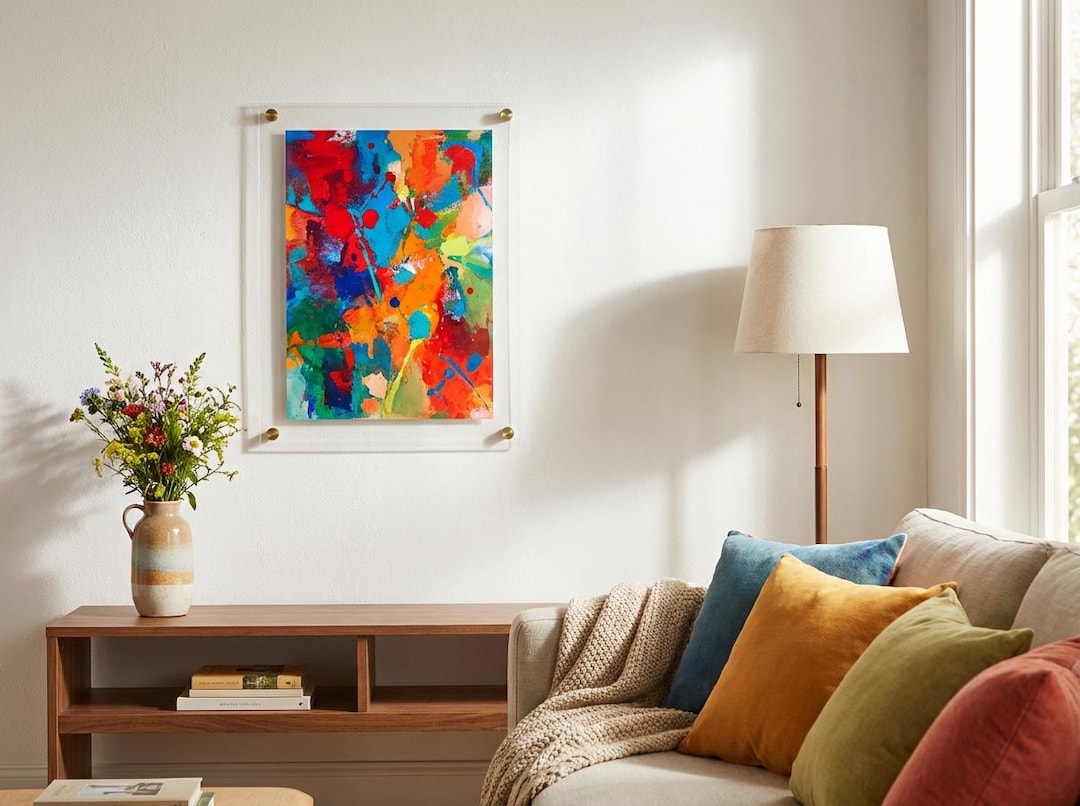 Custom Clear Acrylic Floating Frame, Straight Corners: Artwork, Photo ...