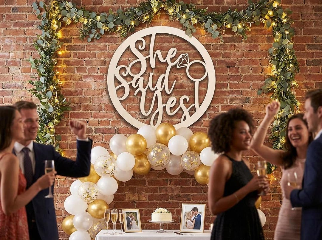 She Said Yes Wood Sign: Laser Cut Engagement Party Decor - Etsy