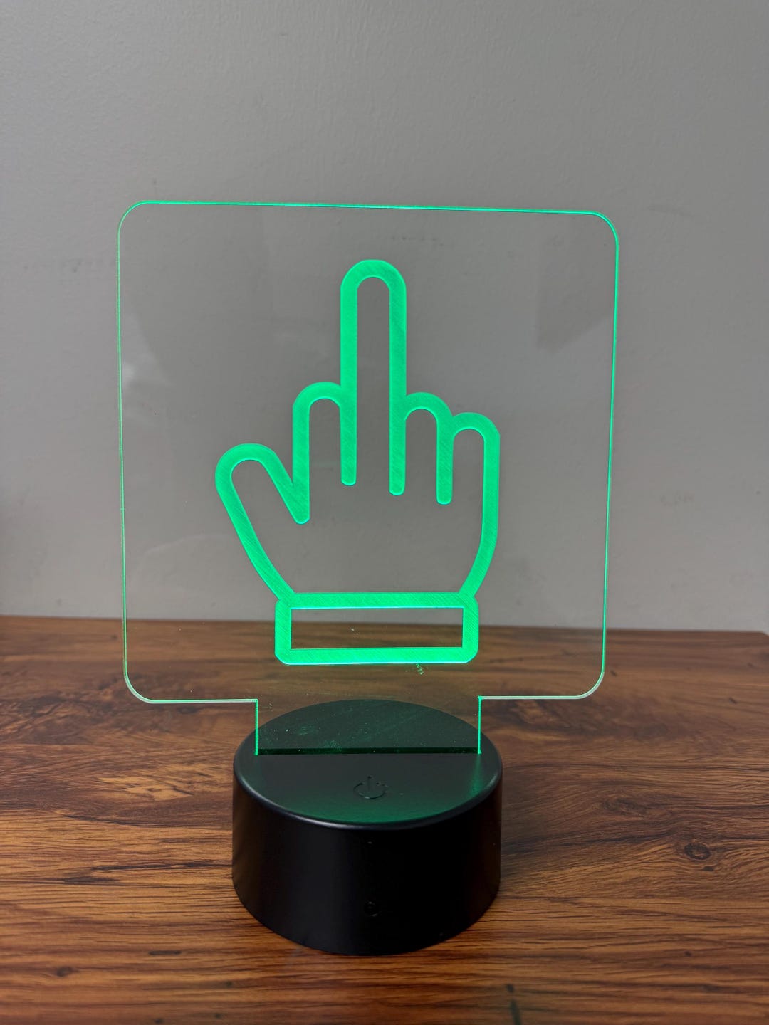 Middle Finger LED Acrylic Table Sign, Square With Round Corners on ...