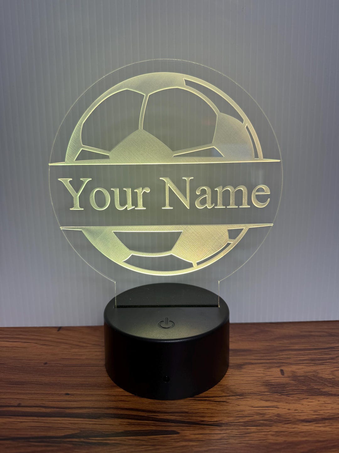 Custom Soccer LED Round Acrylic Table Sign. Wireless Remote Included ...