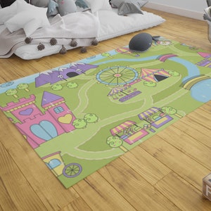 Kids Play Rug Princess Fairy Tale World Area Rug Play Mat, Girls ...