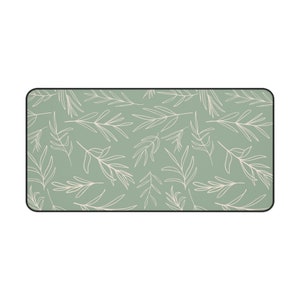 Desk Mat Sage Green and Herb Leaves Design Aesthetic Desk - Etsy