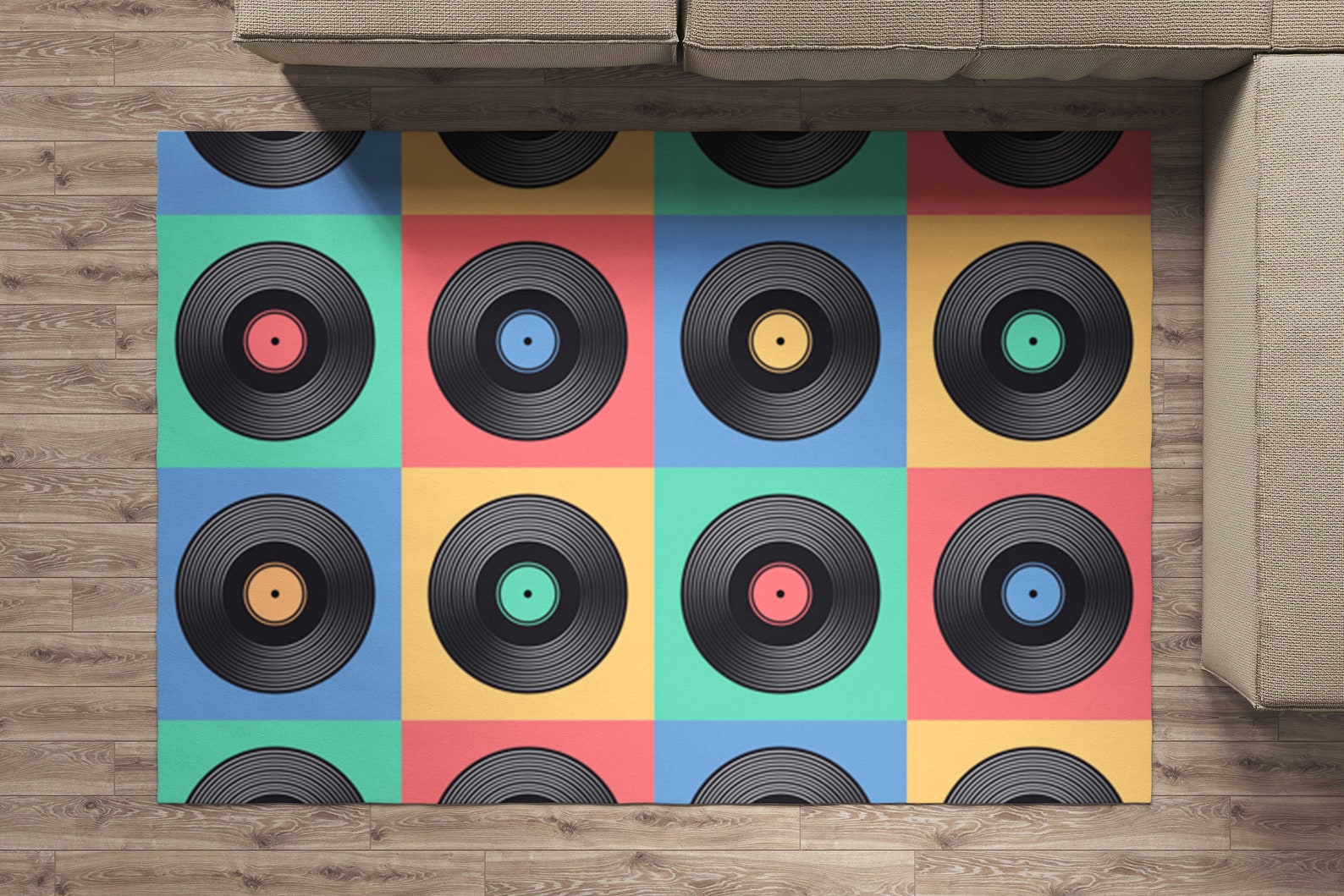 Vinyl Disks Design Print Area Rugs Music Lover Retro Style | Etsy