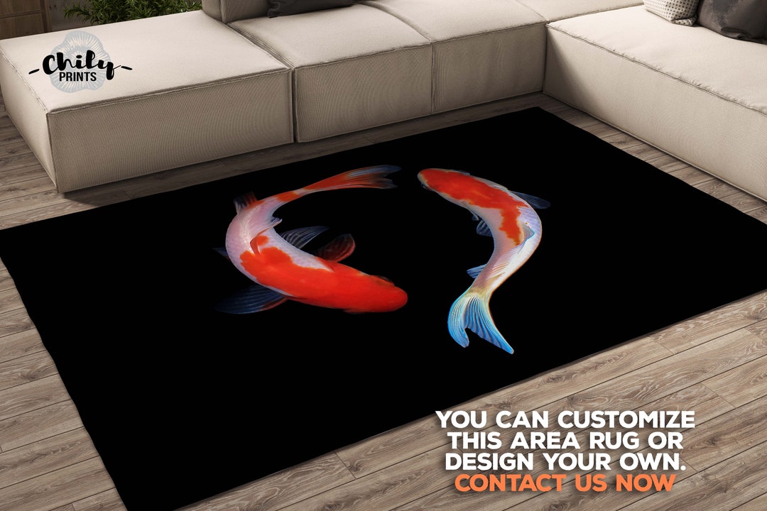 Koi Fish Area Rug, Koi Fish Home Decor Carpet, Koi Fish Design Print ...