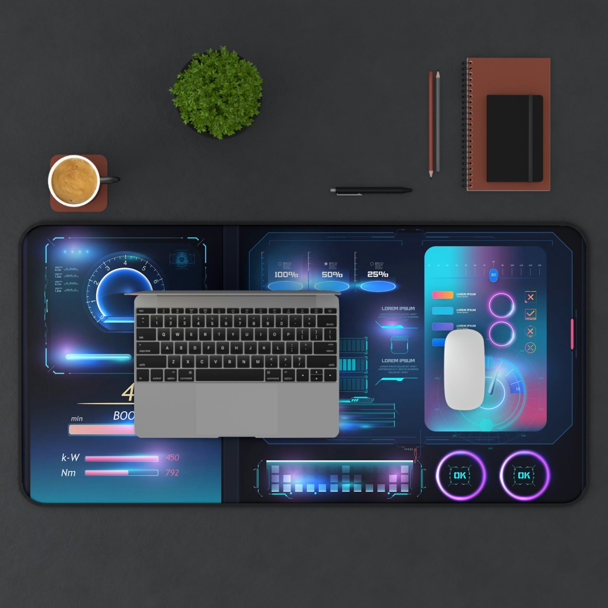 Sci-fi Control Console Display Hud Desk Mat With Futuristic - Etsy
