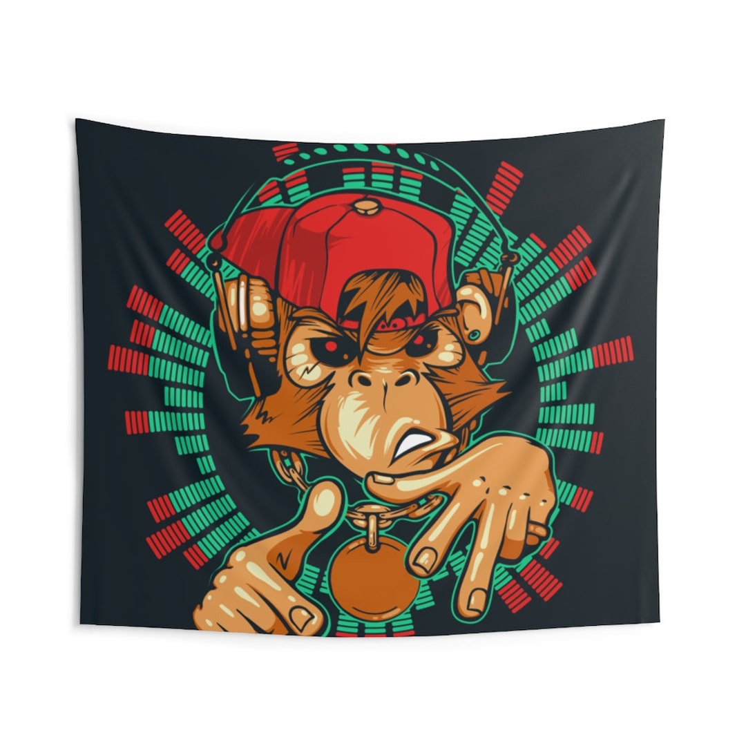 Rapper Monkey Tapestry DJ. Monkey Rapper Indoor Wall - Etsy UK